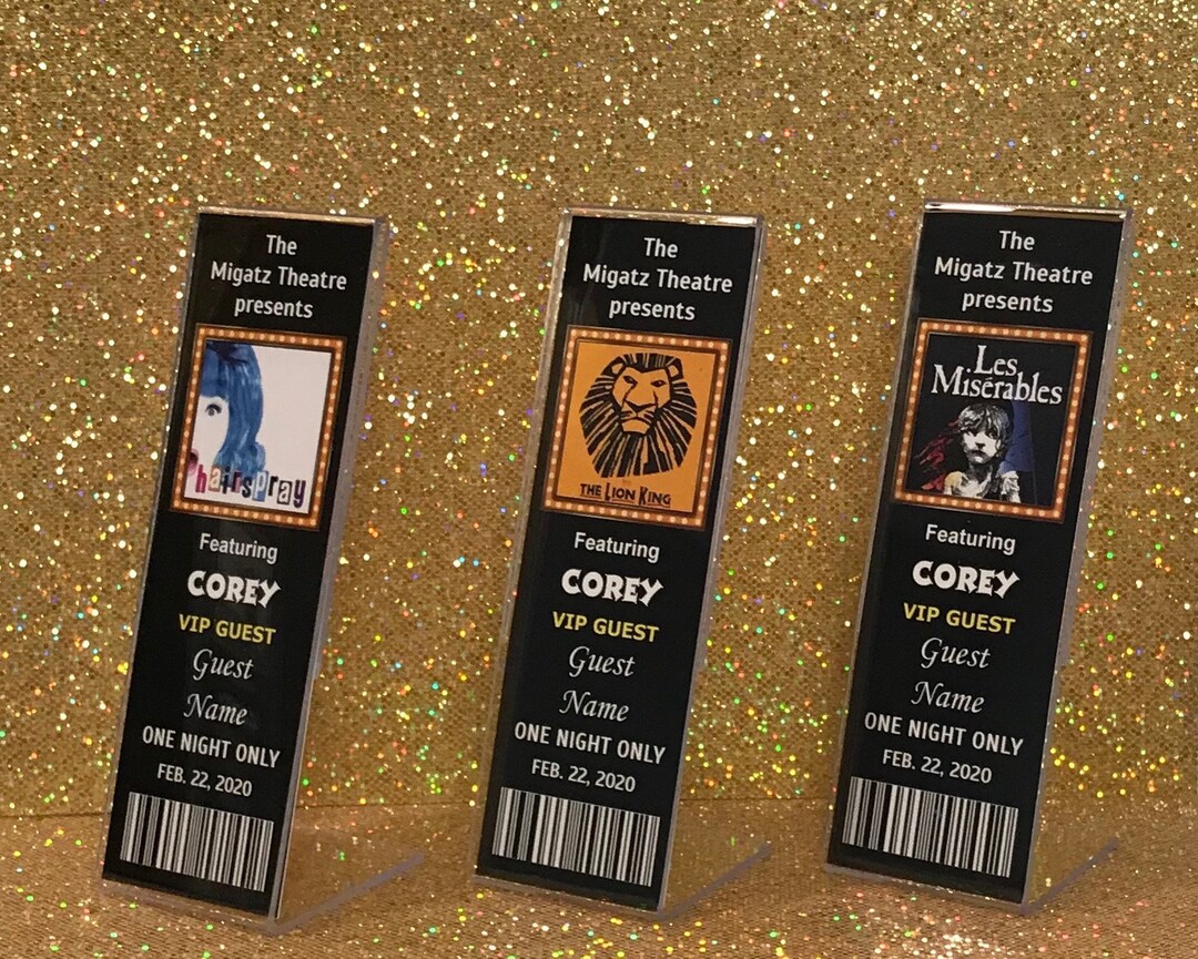 SET of 48 Large BROADWAY Show Ticket Name Place Cards Optional Photo ...