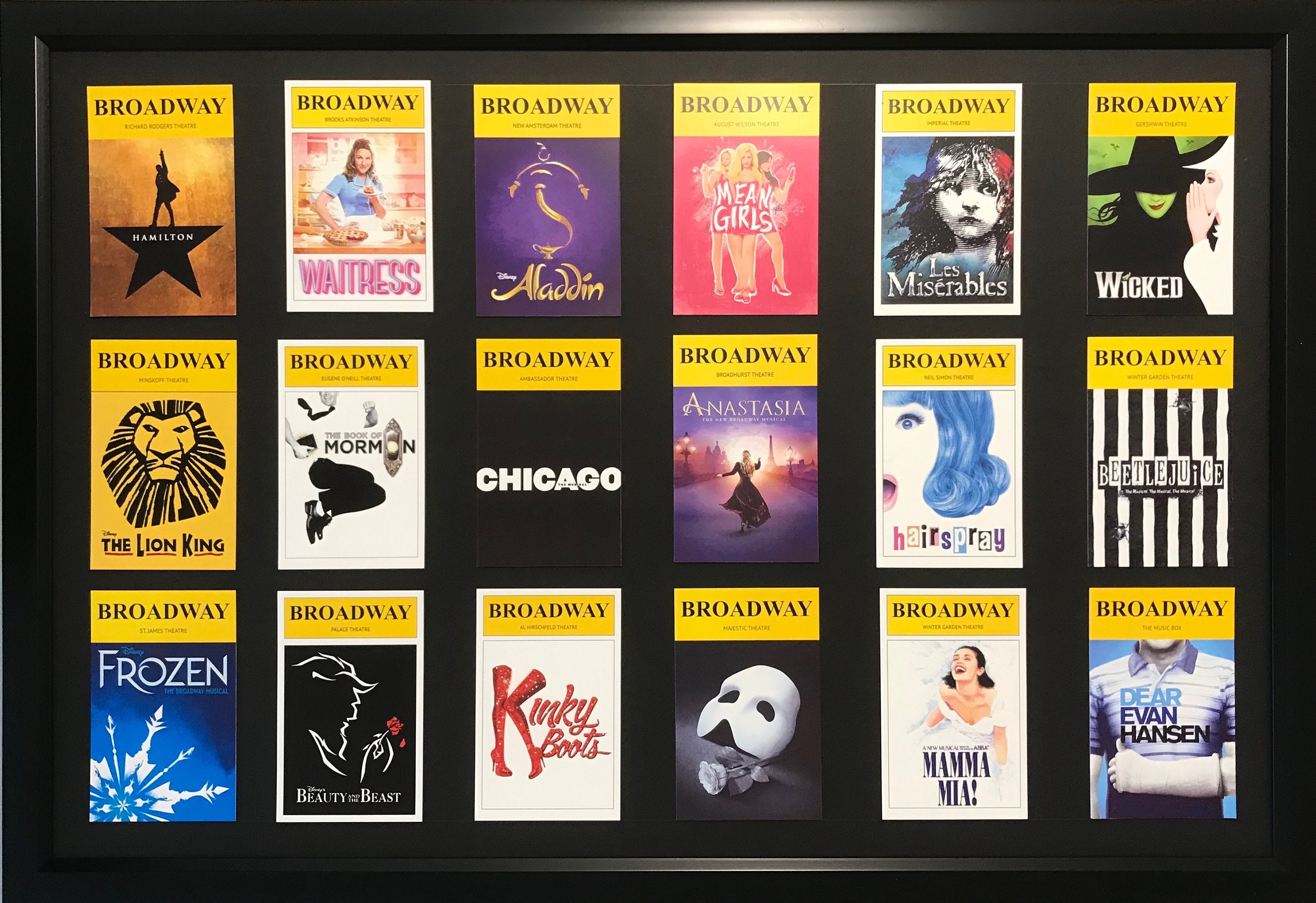 BROADWAY Playbill COLLAGE Wall Art Optional MaRQUEE LiGHTS | Etsy