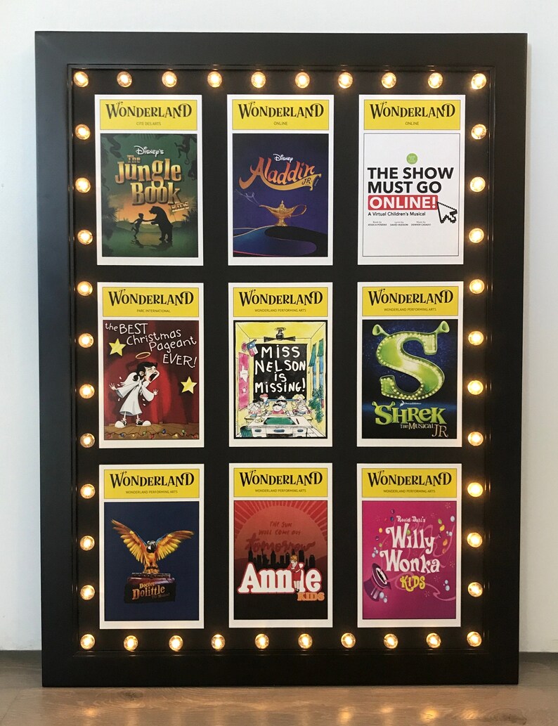 BROADWAY Playbill COLLAGE Wall Art With Marquee Lights | Etsy