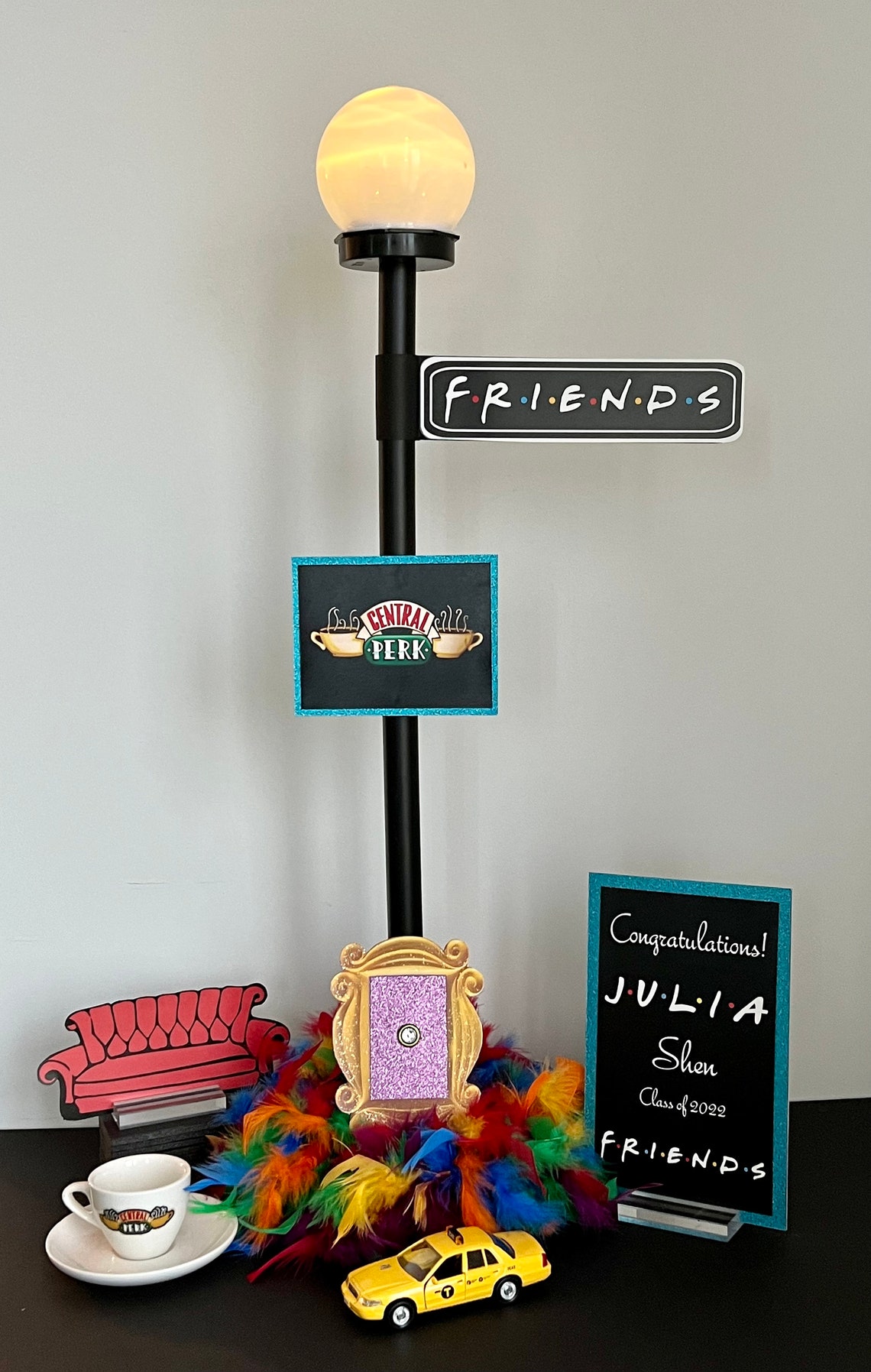 FRIENDS New York Centerpieces LED Lit Street Sign Lamp Posts - Etsy