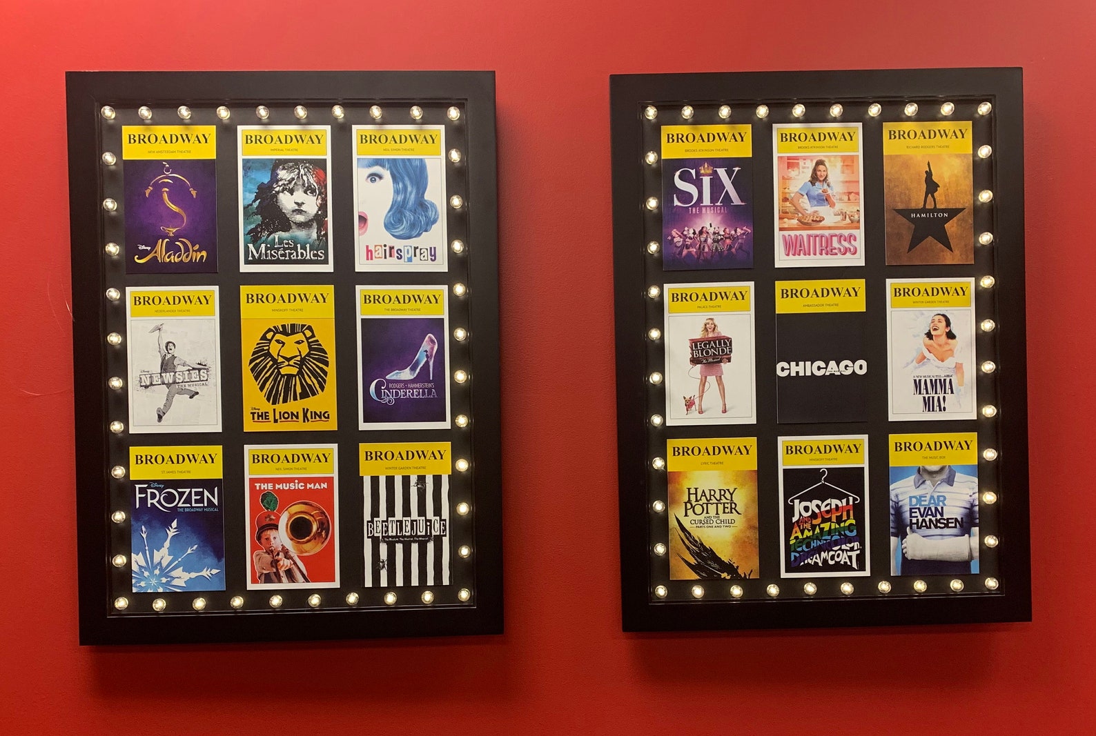 BROADWAY Playbill COLLAGE Wall Art With Marquee Lights | Etsy