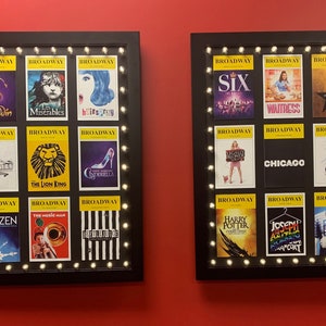 BROADWAY Playbill COLLAGE Wall Art With Marquee Lights ~ 20" X 28 ...