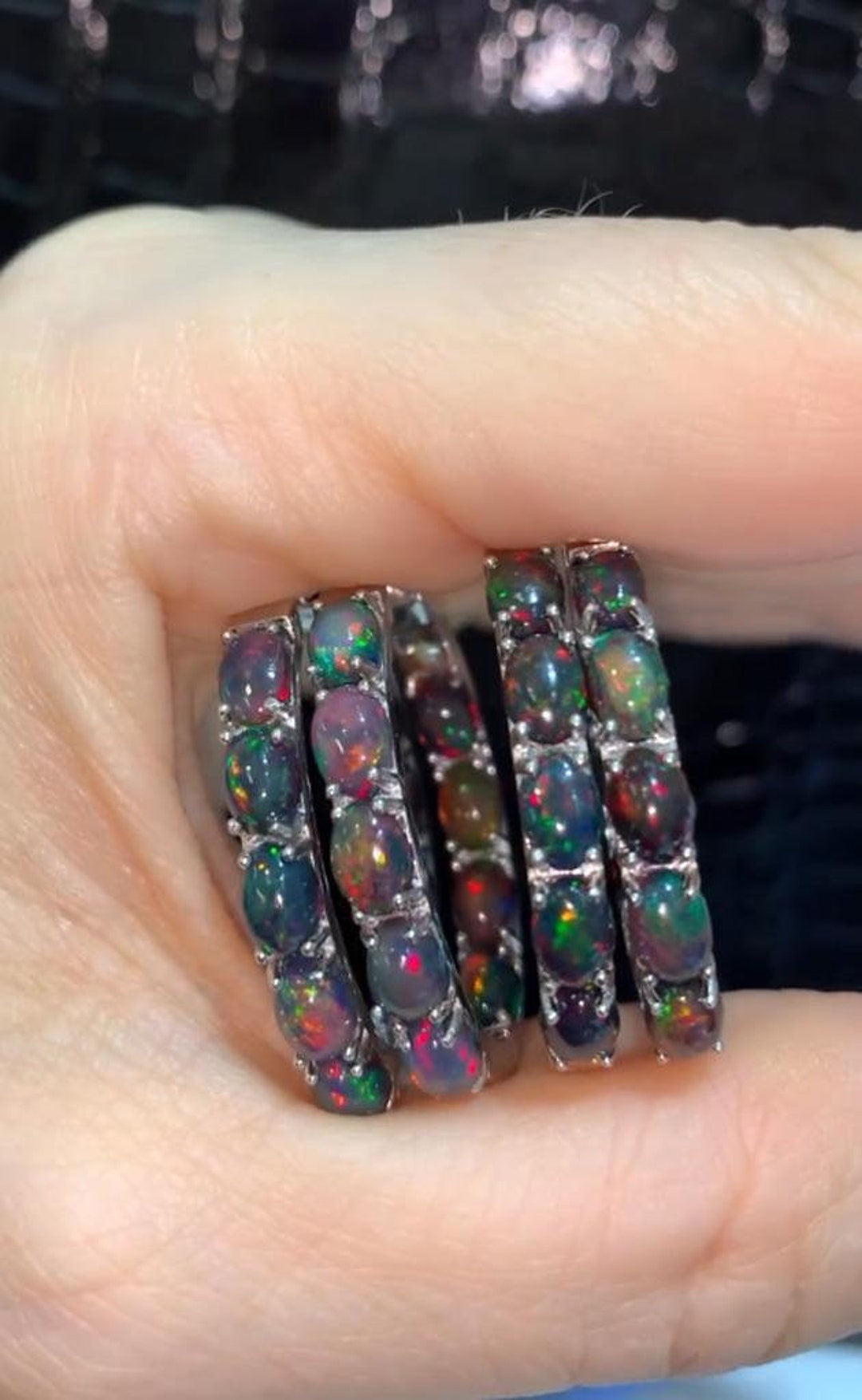 Black Fire Opal Hoop Earrings, Sterling Silver, Art Deco Jewelry - Etsy