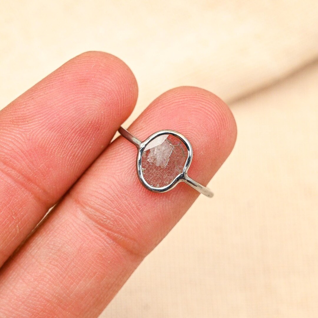 Handmade Raw Cut Polki Diamond Ring, 925 Sterling Silver Boho Jewelry ...
