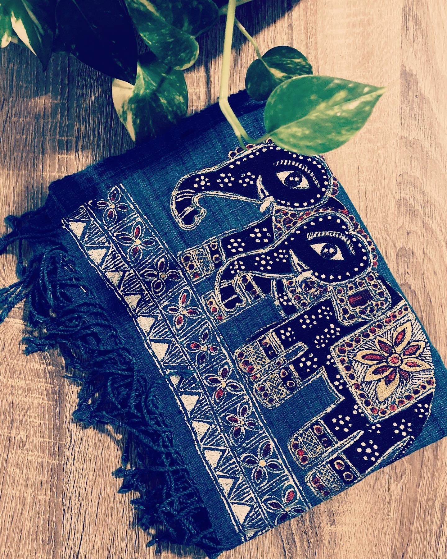 Handmade Silk Scarf, Pure Eri Ahimsa Silk With Handpainted Madhubani ...