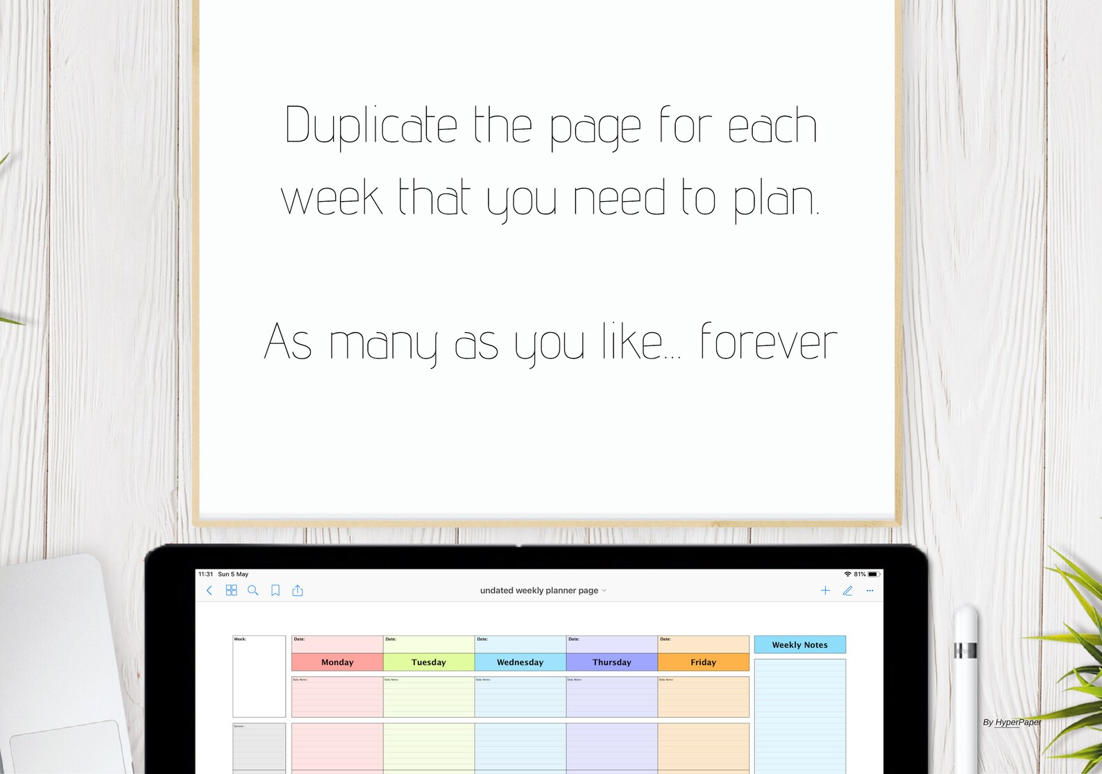 Teacher's Weekly Planning Page, Undated. Digital Pdf for Goodnotes and ...