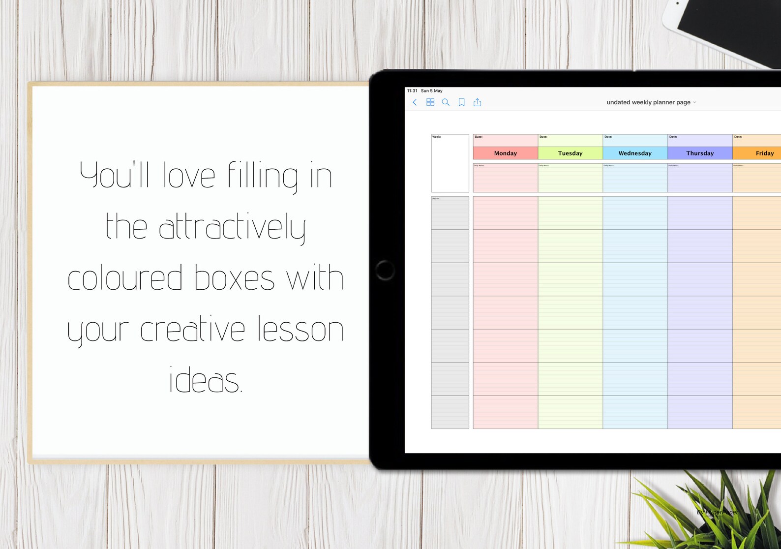 Teacher's Weekly Planning Page, Undated. Digital Pdf for Goodnotes and ...