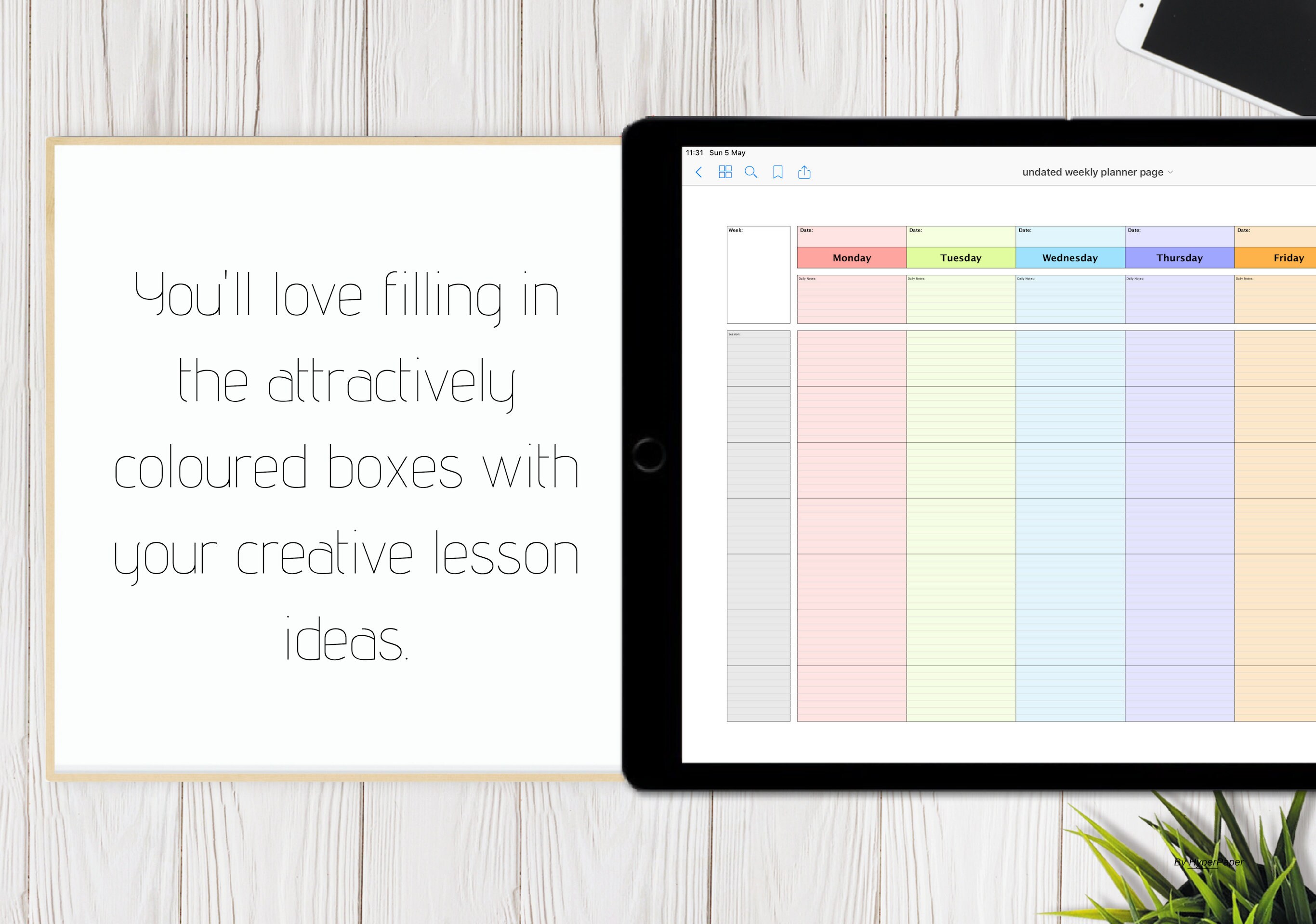 Teacher's Weekly Planning Page, Undated. Digital Pdf for Goodnotes and ...
