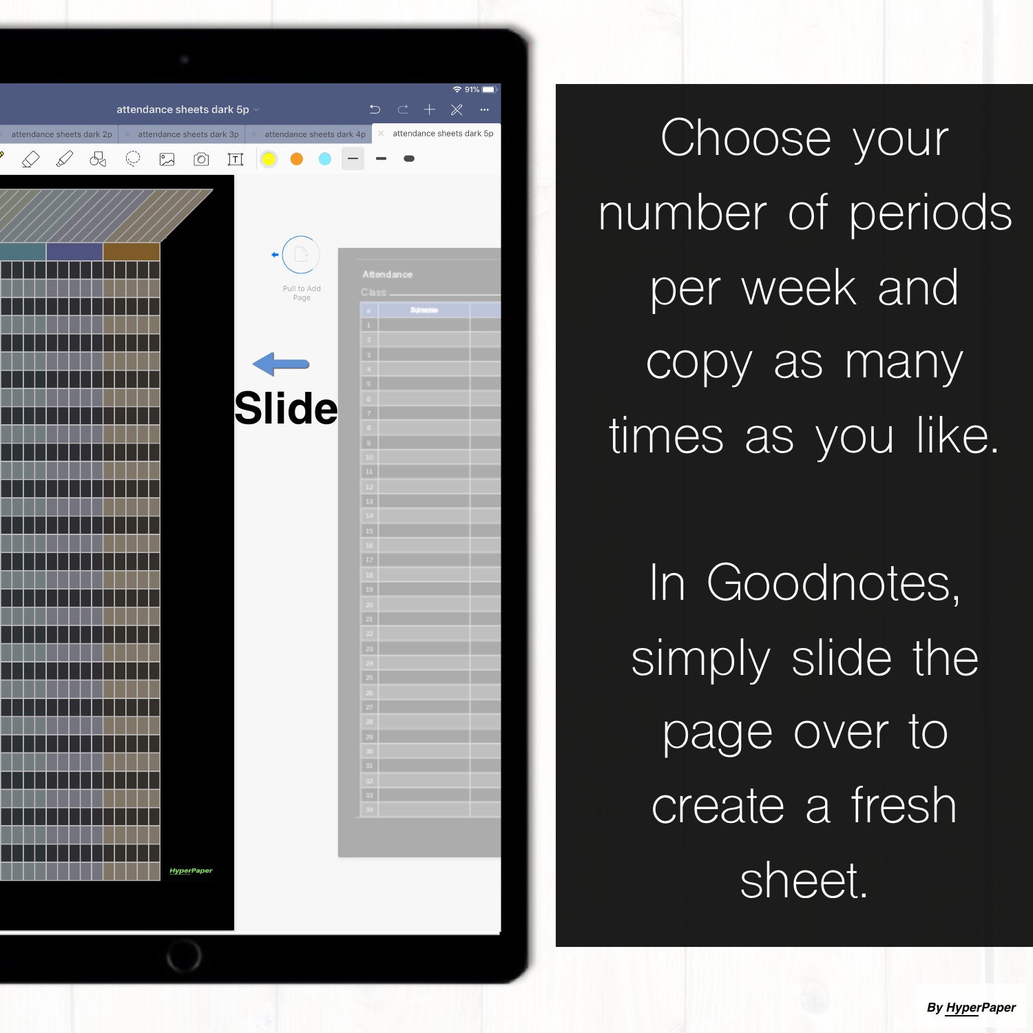 Teacher's Digital Attendance Sheets for Goodnotes and Notability. 1-5 ...