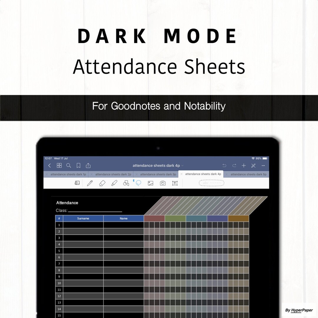 Teacher's Digital Attendance Sheets for Goodnotes and Notability. 1-5 ...