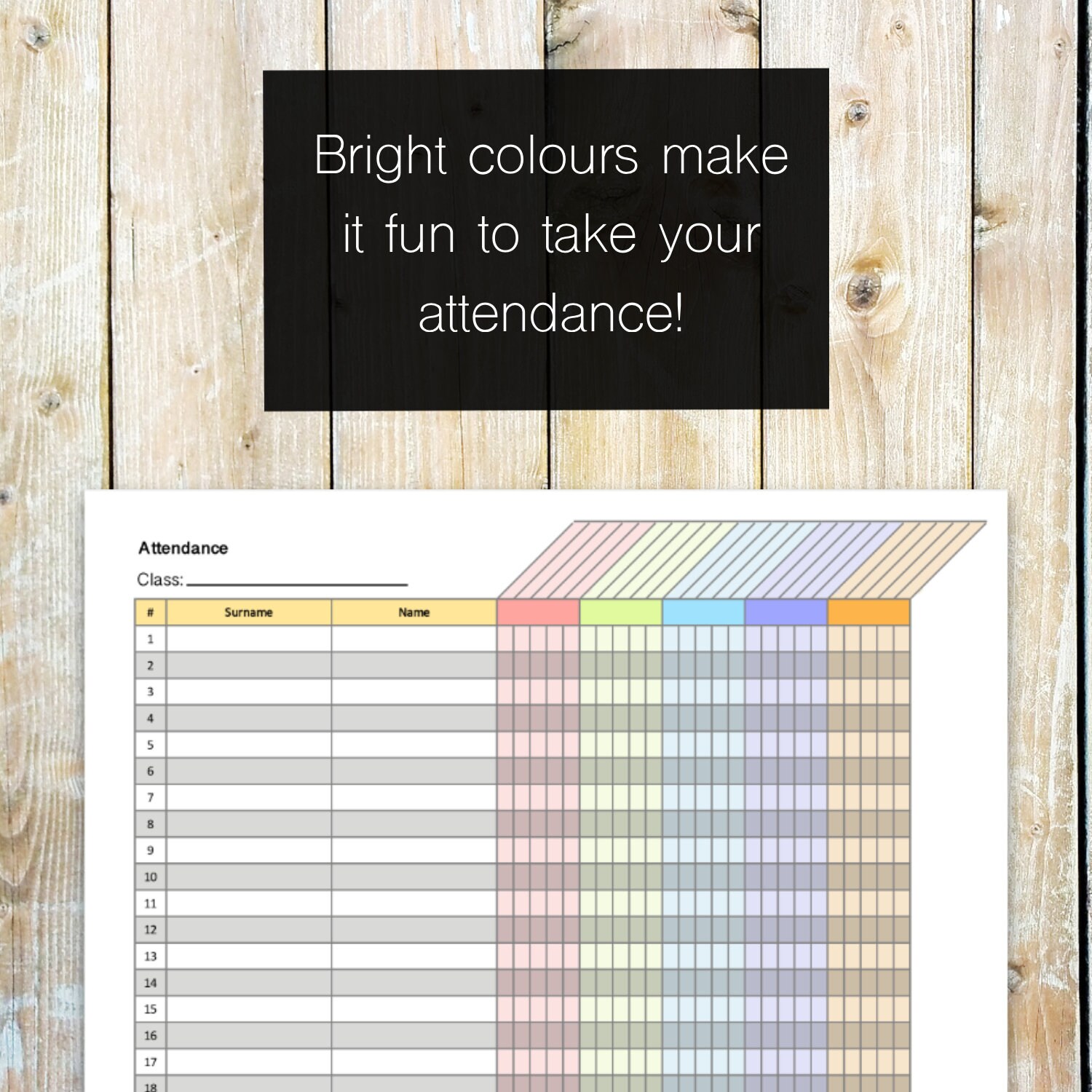 Teacher's Digital Attendance Sheets in Portrait for Goodnotes and ...