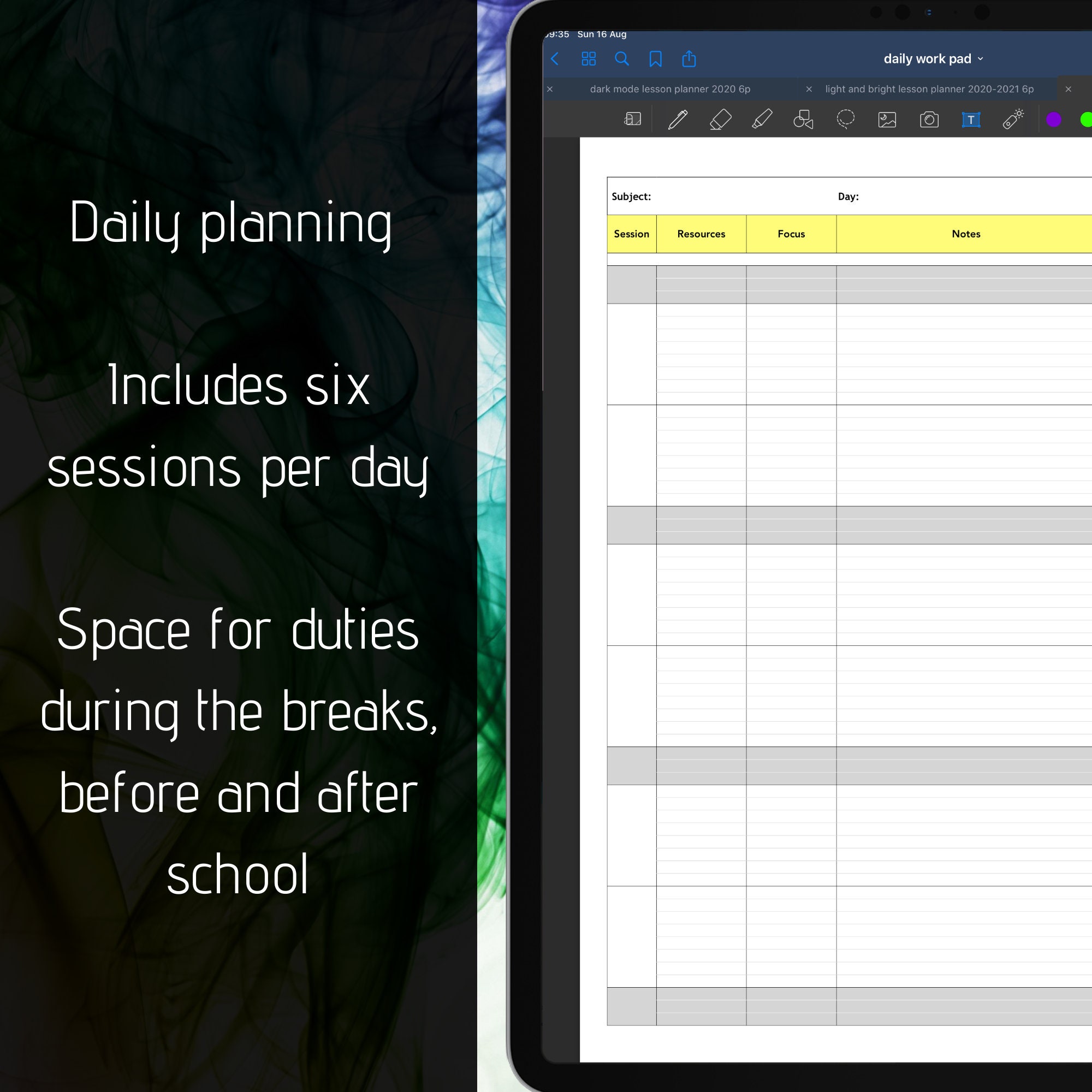 Teachers Daily Work Pad for Goodnotes and Notability - Etsy