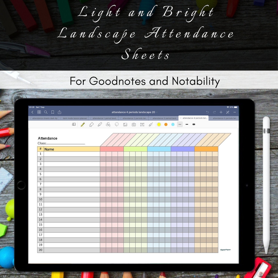 Light and Bright Landscape Digital Attendance Sheets for Goodnotes and ...