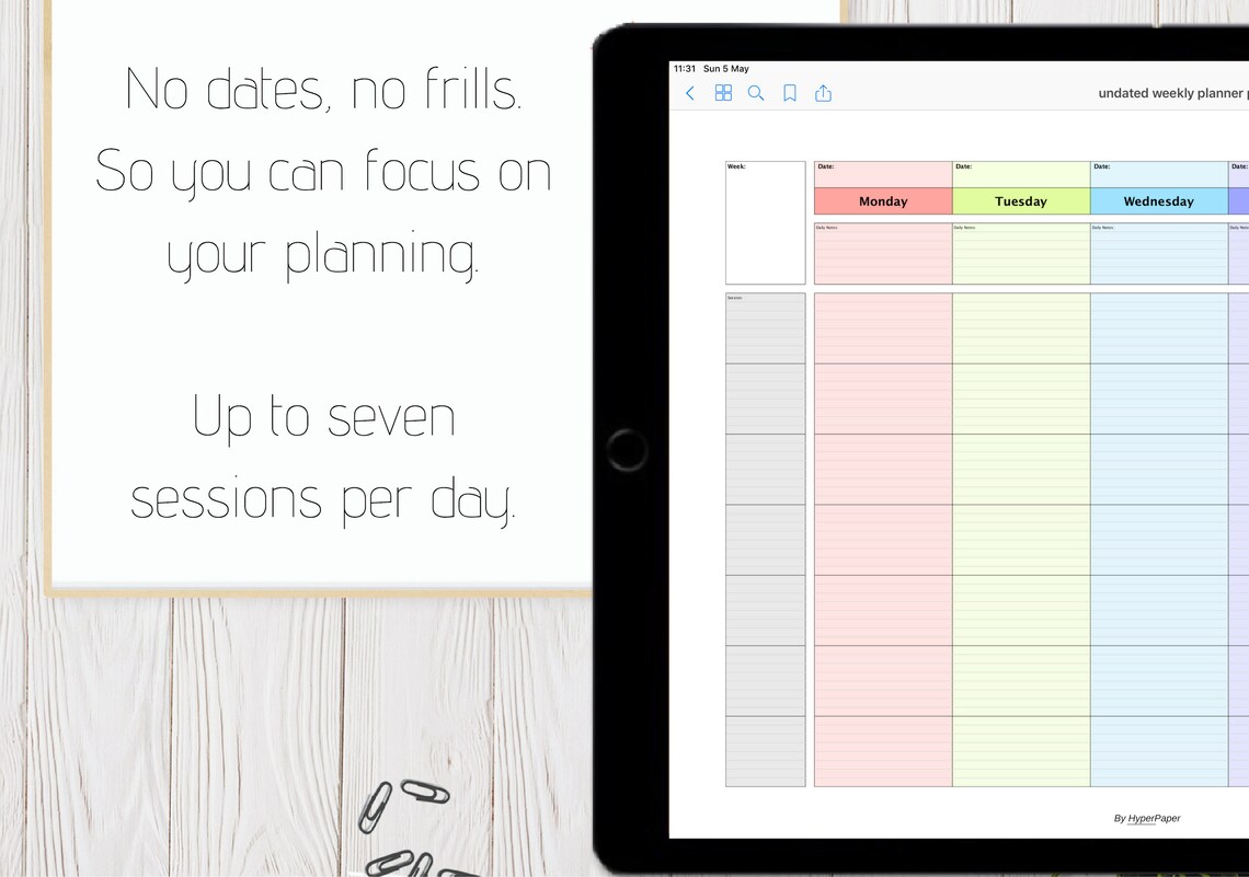 Teacher's Weekly Planning Page, Undated. Digital Pdf for Goodnotes and ...