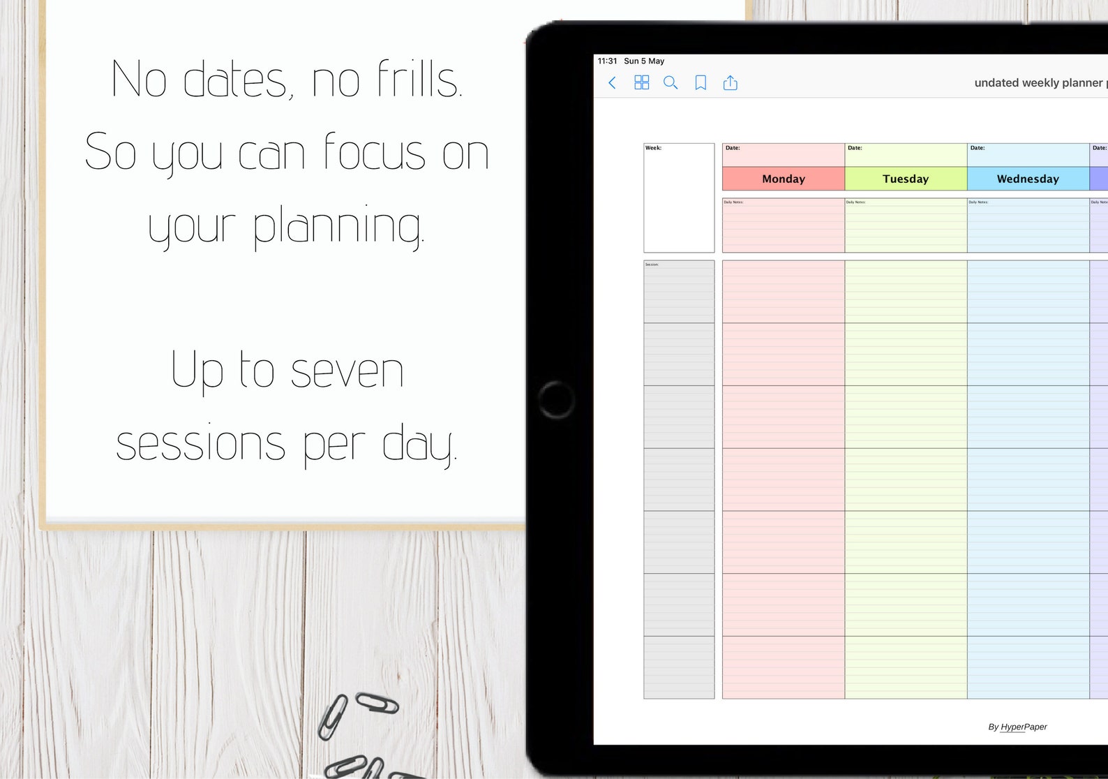 Teacher's Weekly Planning Page, Undated. Digital Pdf for Goodnotes and ...