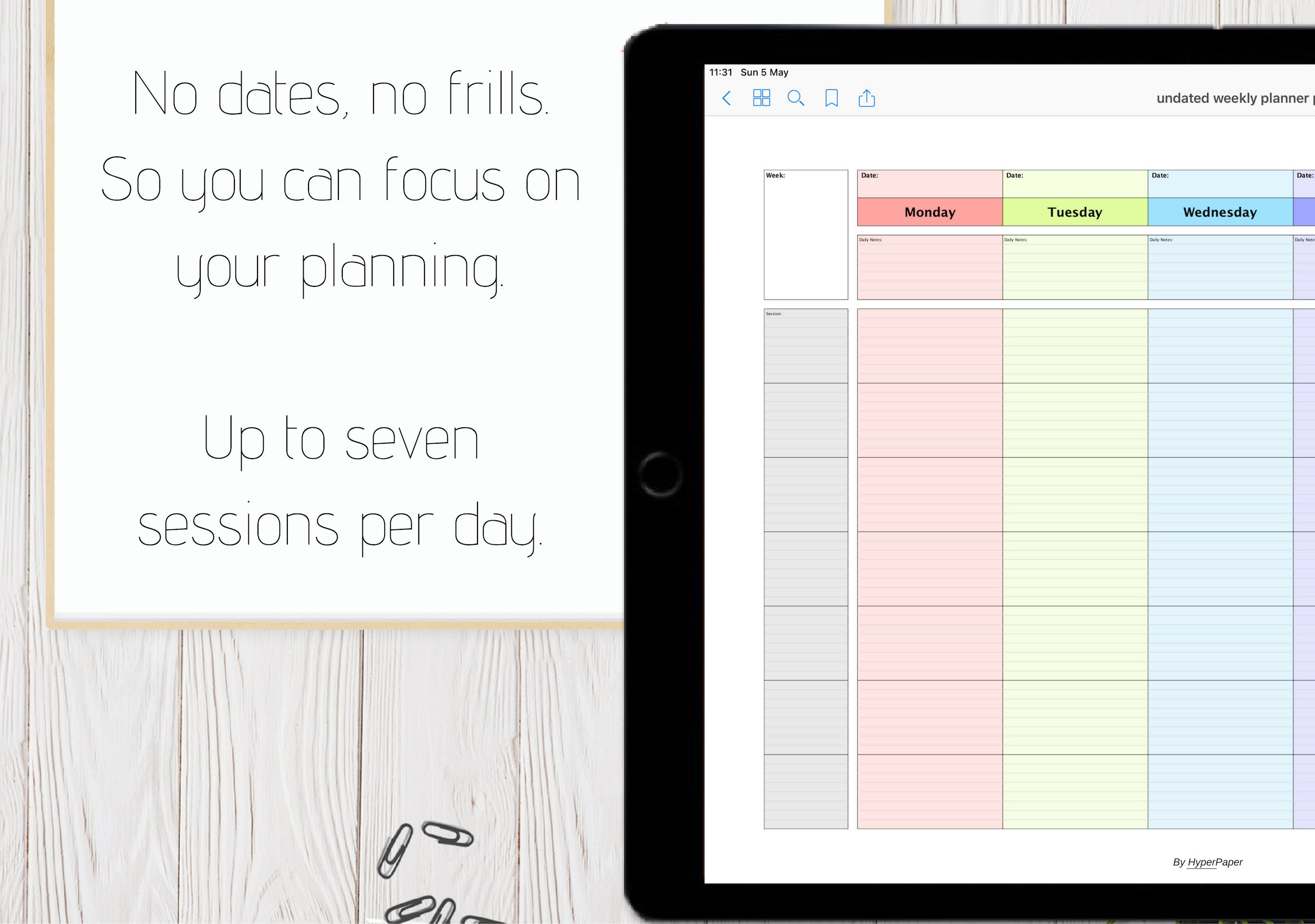 Teacher's Weekly Planning Page, Undated. Digital Pdf for Goodnotes and ...