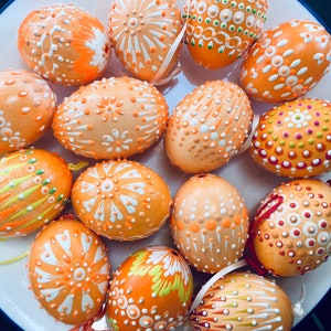 1 X Orange Hand Decorated Egg. Orange Collection. Pysanky. Ornament ...