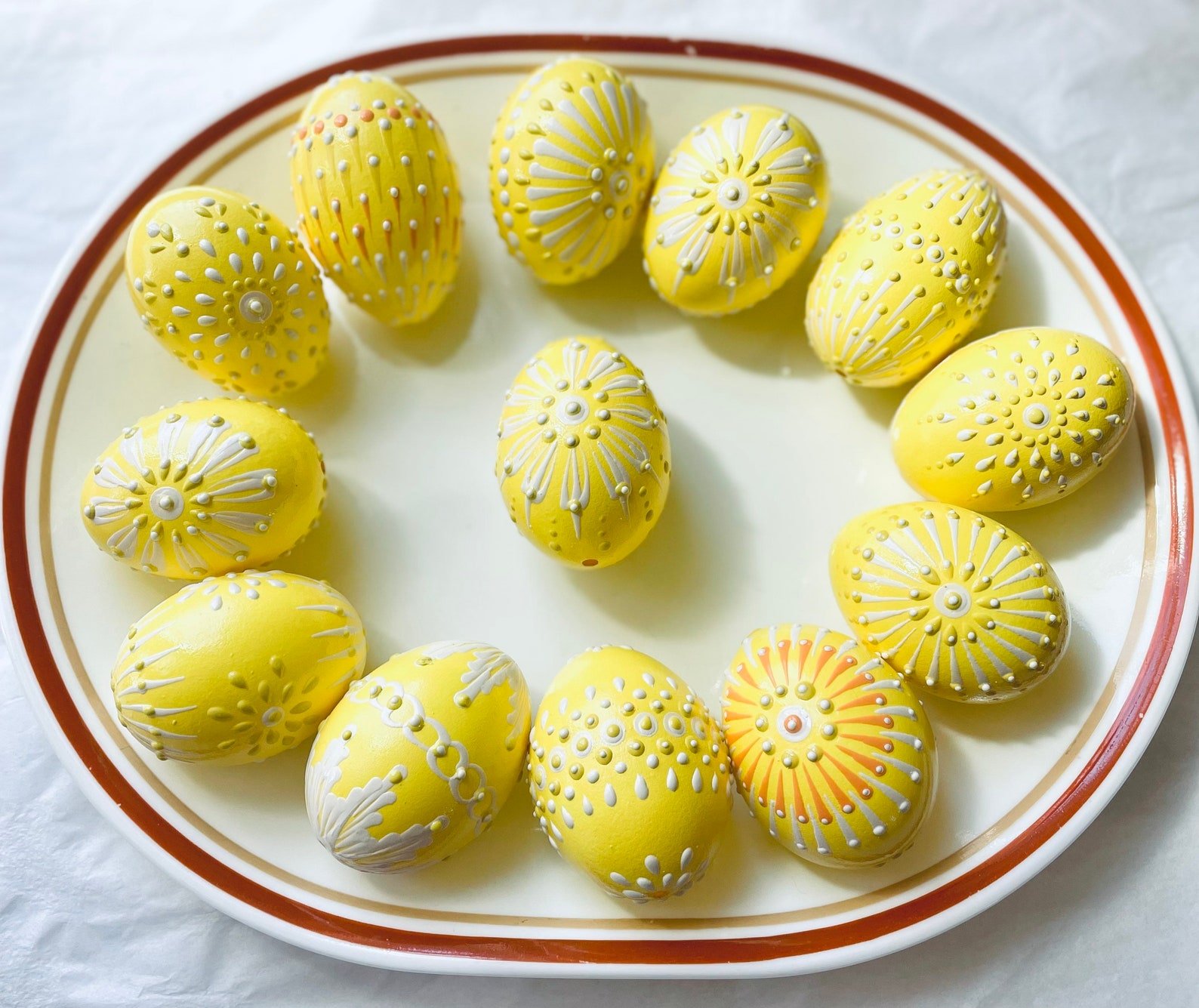 1 X Yellow Hand Decorated Egg. Yellow Collection. Pysanky. Gift ...