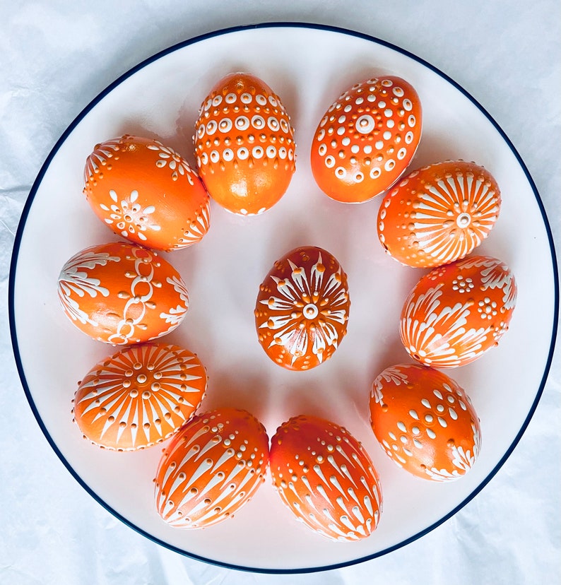 1 X Orange Hand Decorated Egg. Orange Collection. Pysanky. | Etsy