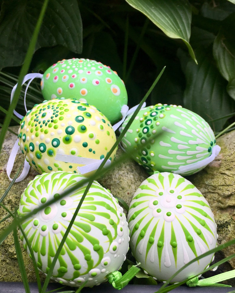 Set of 5 Hand Decorated Eggs. White&Blue Collection or Mix and | Etsy