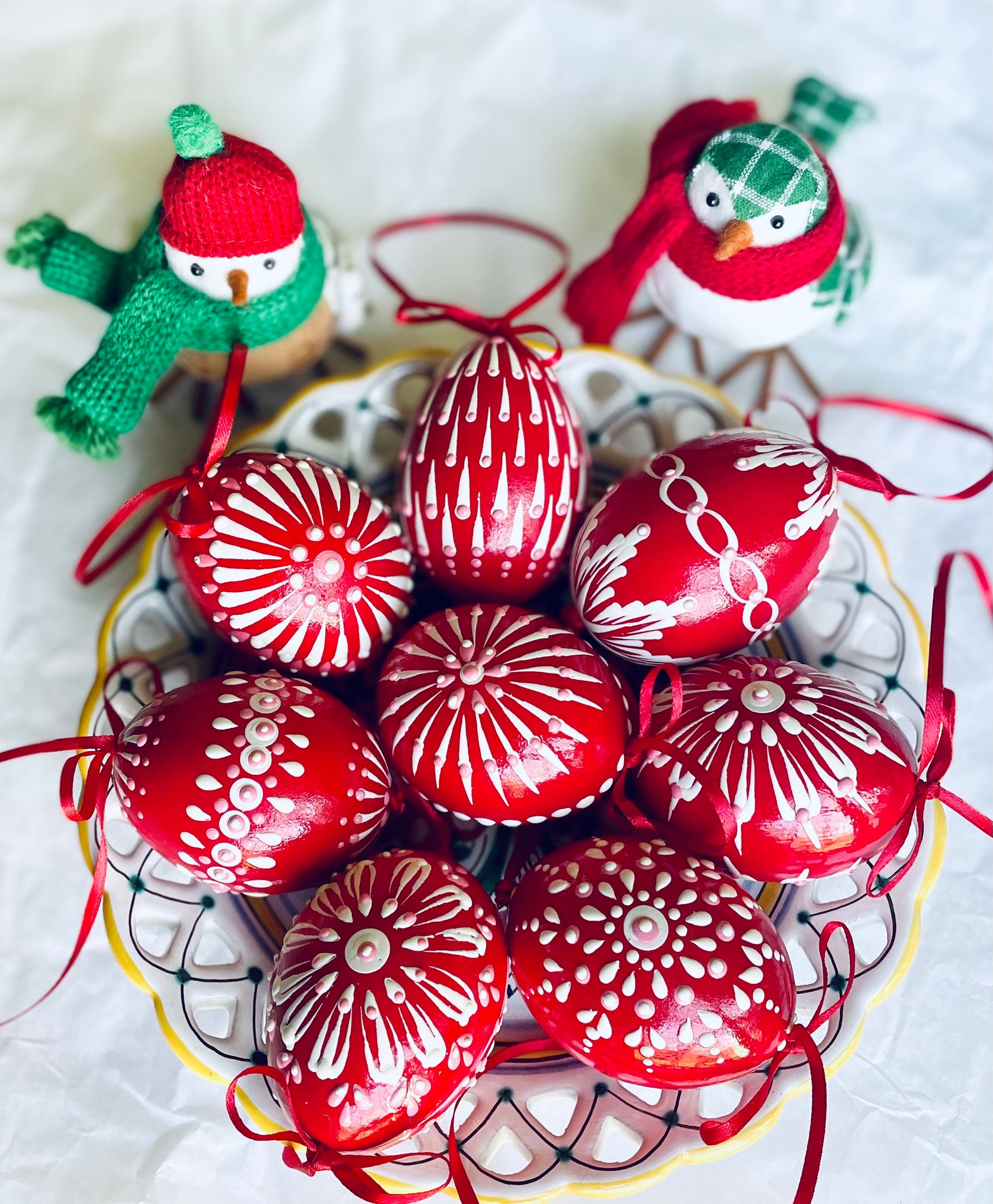 1 X Red Hand Decorated Chicken Egg. Holiday Collection. - Etsy