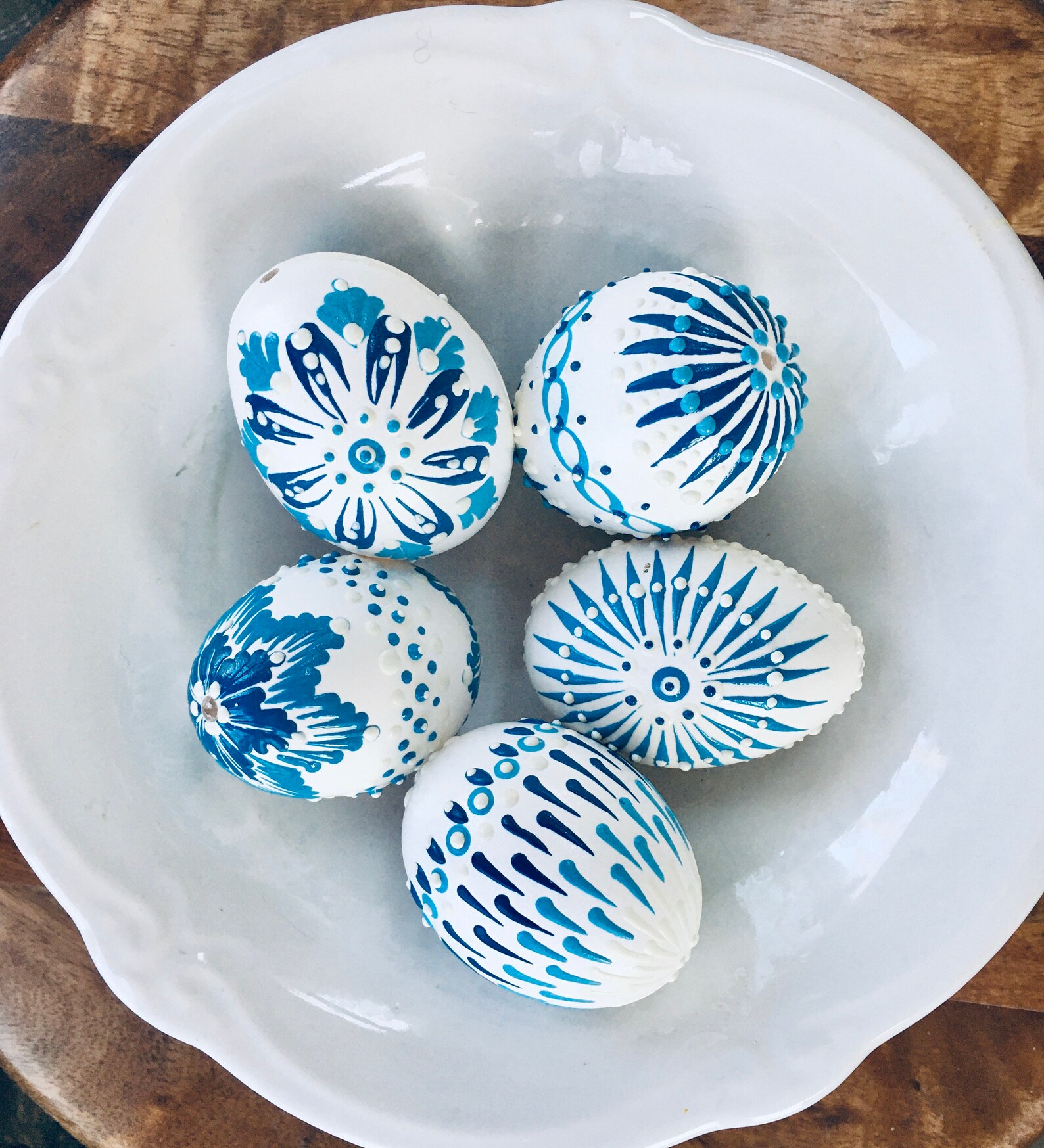 Set of 5 Hand Decorated Eggs. White&blue Collection or Mix and - Etsy