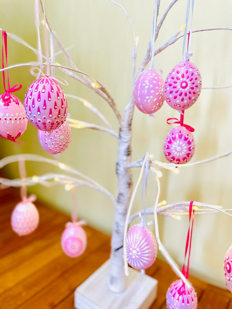 1 X Pink Hand Decorated Egg. Real Chicken Egg. Pysanky. Ornament. Gift ...