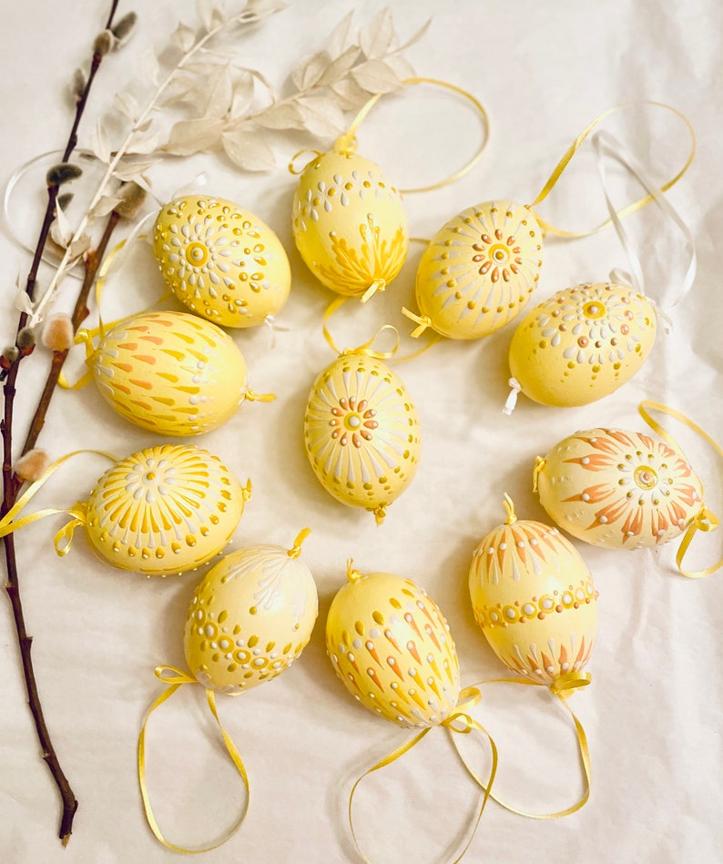 1 X Yellow Hand Decorated Egg. Yellow Collection. Pysanky. Gift ...