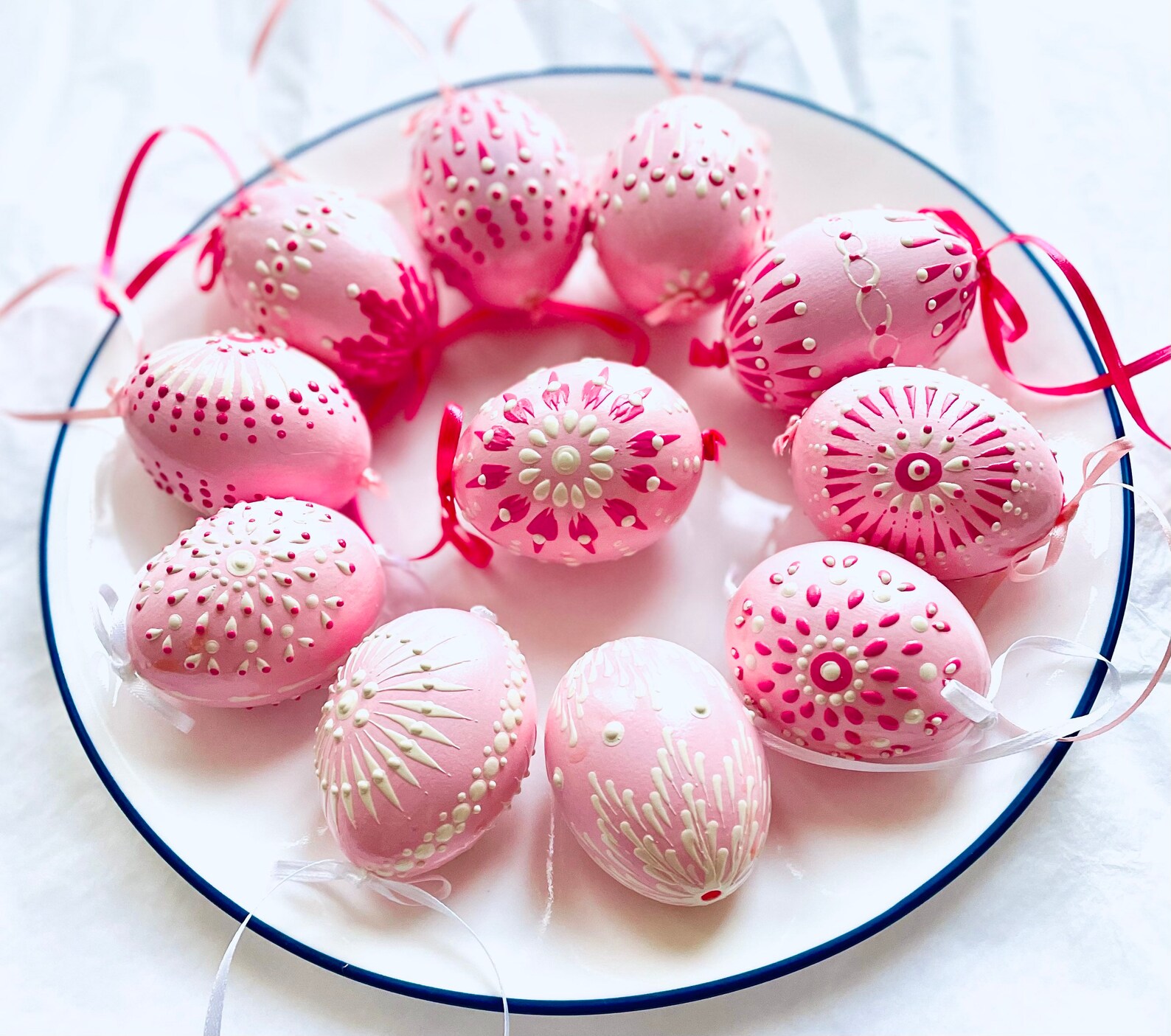 1 X Pink Hand Decorated Egg. Real Chicken Egg. Pysanky. Ornament. Gift ...