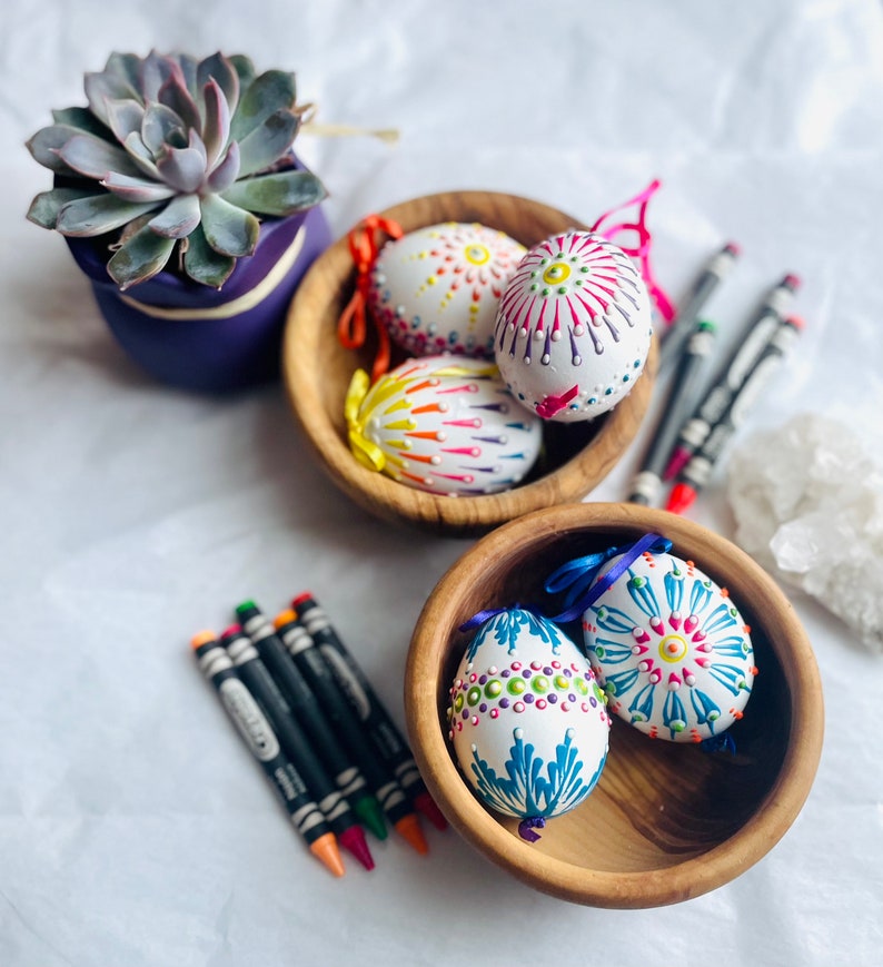 Set of 5 Hand Decorated Eggs. White&blue Collection or Mix and - Etsy