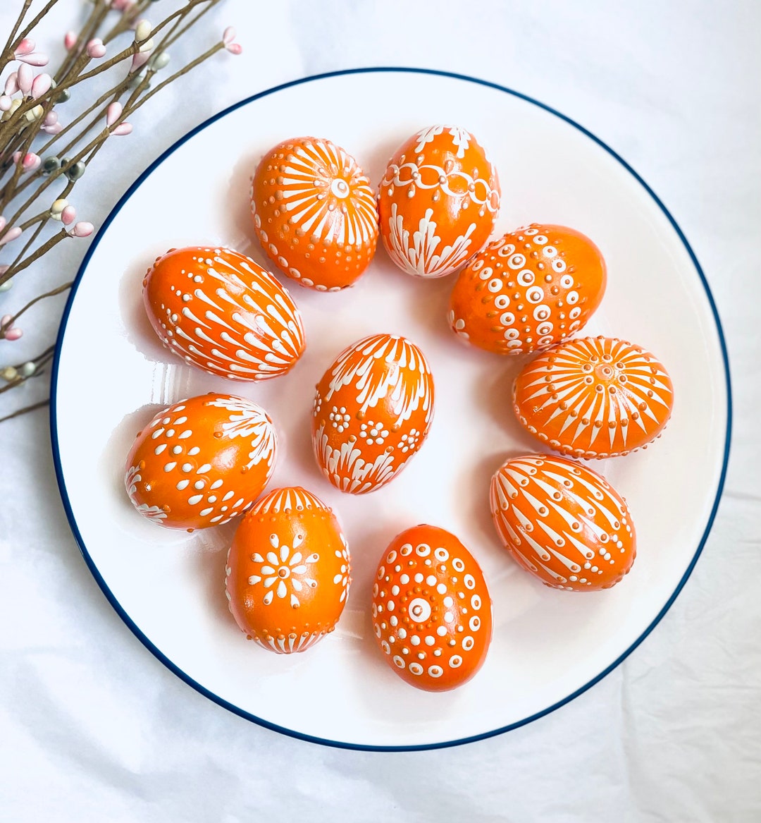 1 X Orange Hand Decorated Egg. Orange Collection. Pysanky. Ornament ...