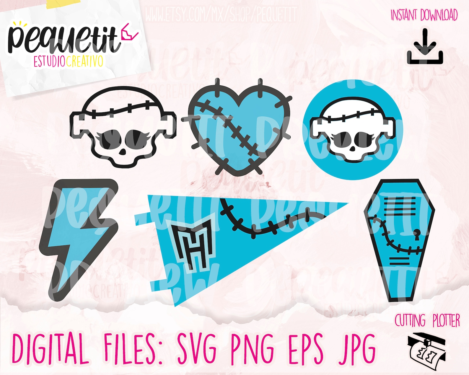 Monster Dolls Frankie Stein Digital Svg Cut File/eps/jpg/png/instant ...