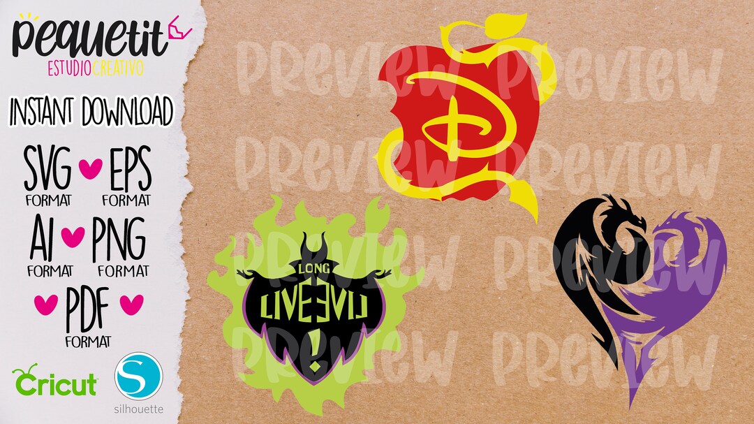 3 Evil Sons Mal Digital Cut File/evie/maleficent/svg/ai/pdf/eps/png ...