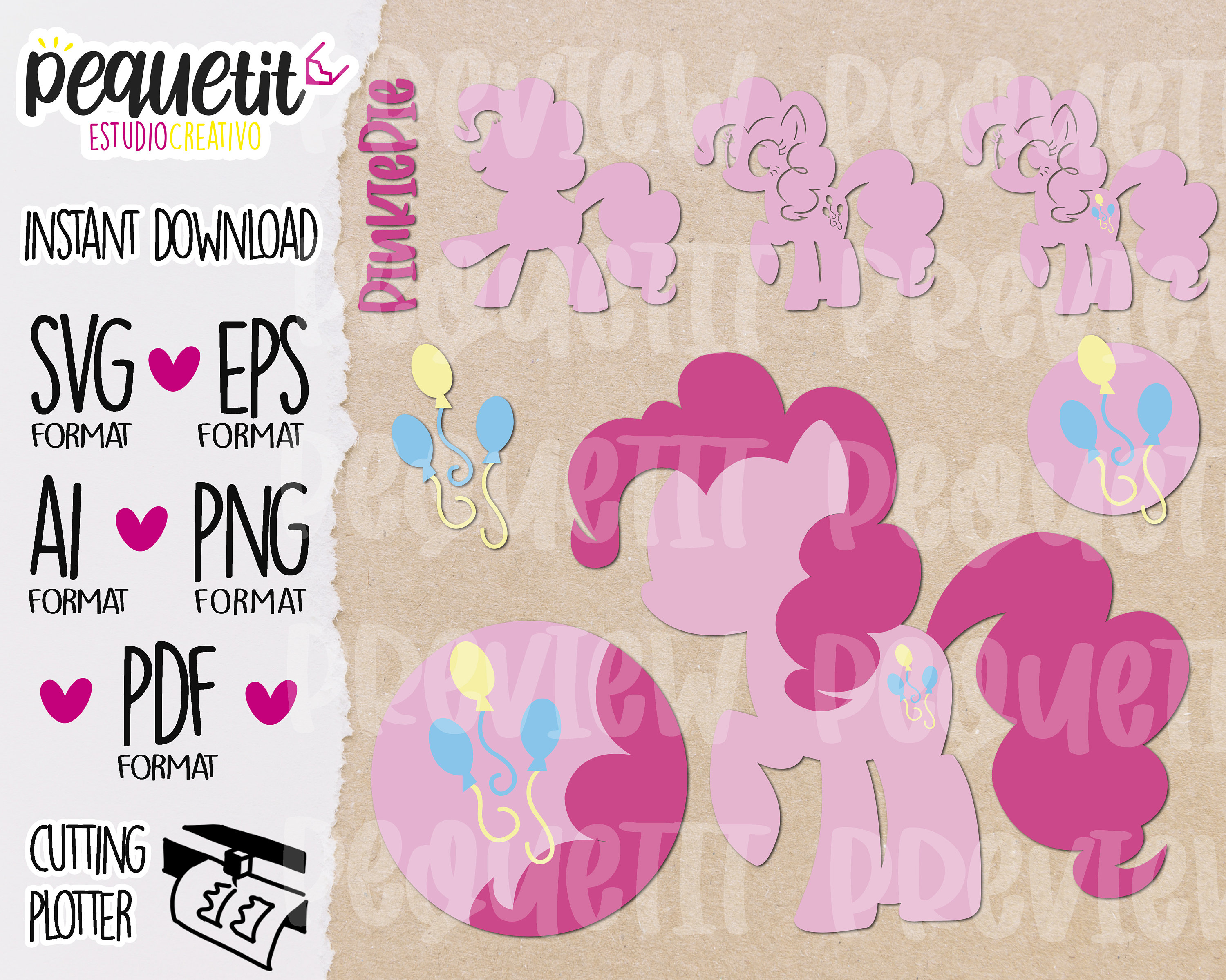 Cute Pinkie Pony Svg/ai/pdf/eps/png/vynil Cut/digital Cut File | Etsy