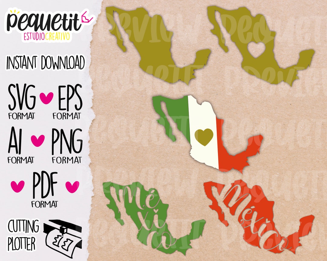 5 Mexico SVG, Eps, Ai, Png, Pdf, Digital File, Textile Vynil, Mexico ...