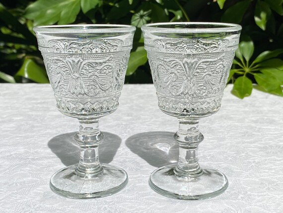 Home & Living Reproduction Duncan Miller Clear Sandwich Glass Goblets ...