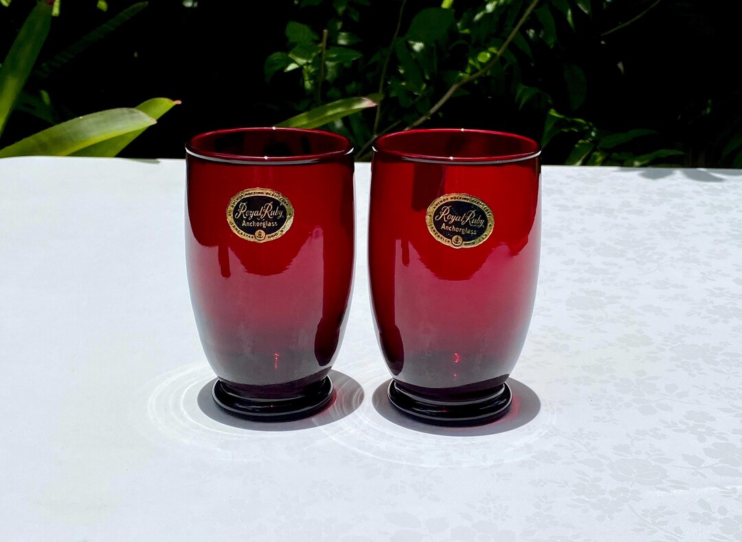 Vintage Royal Ruby Baltic Anchor Hocking Pair of Glasses 1949 Fort Knox ...