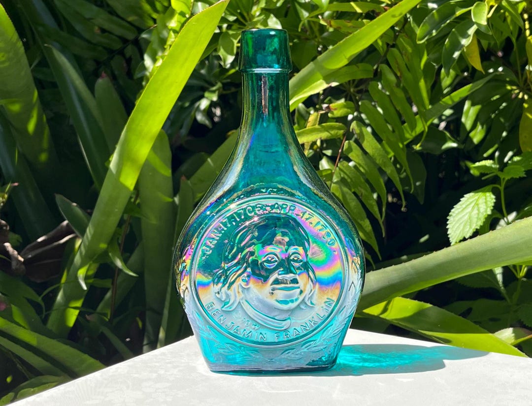 Vintage Wheaton Glass Benjamin Franklin Carnival Glass Bottle - Etsy