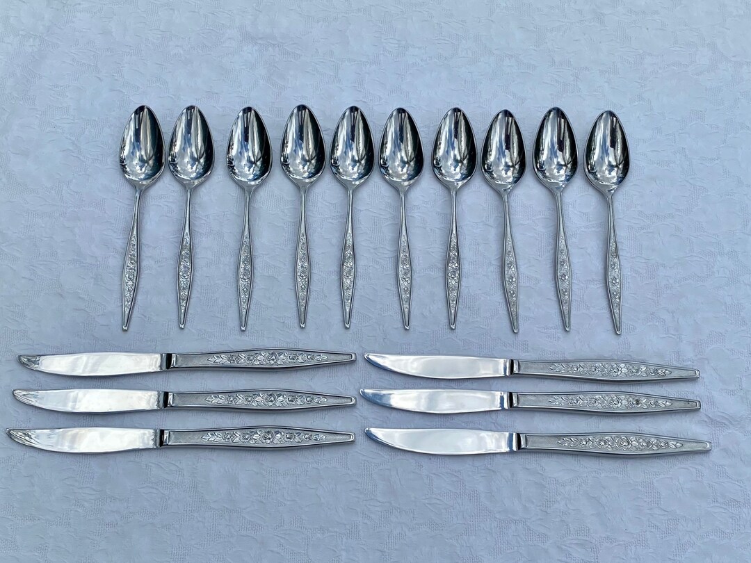 Vintage Regent Cutlery Floral Stainless Flatware Mixed Set of Sixteen ...