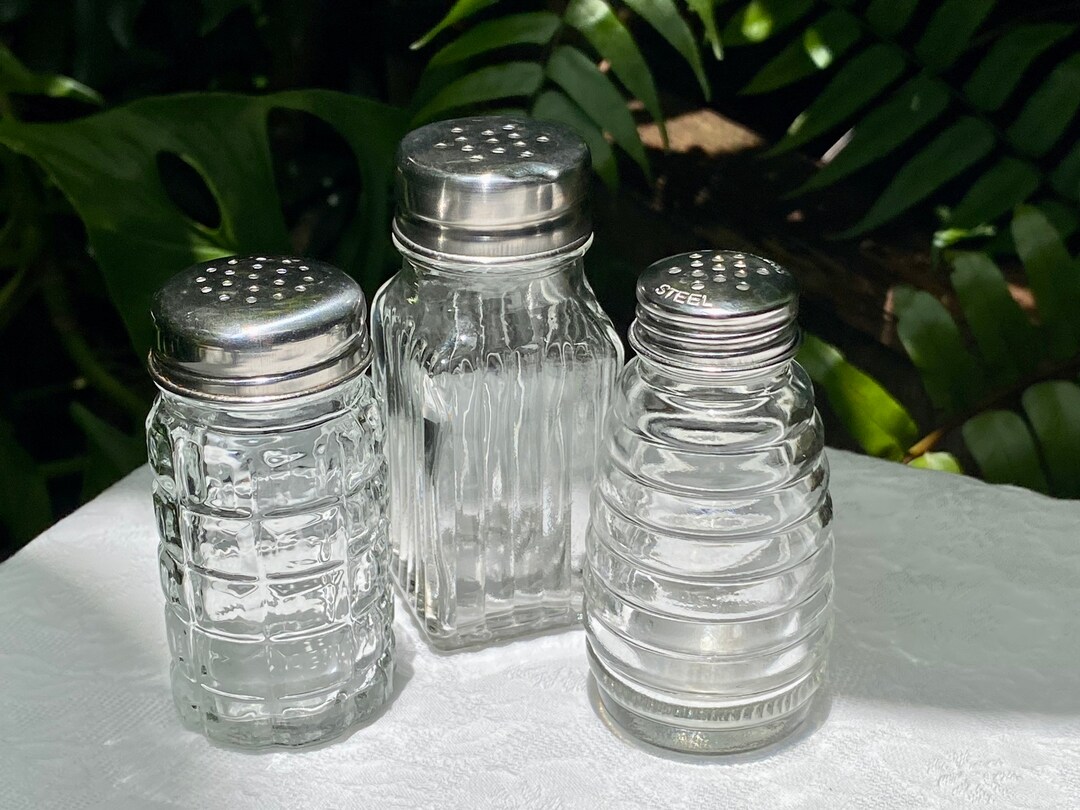 Vintage Trio of Glass Diner Style Salt and Pepper Shakers - Etsy