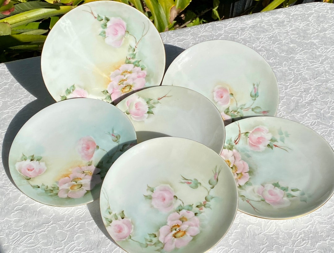 Antique Bavarian Porcelain Set of Six Small Plates Porzellanfabrik and ...