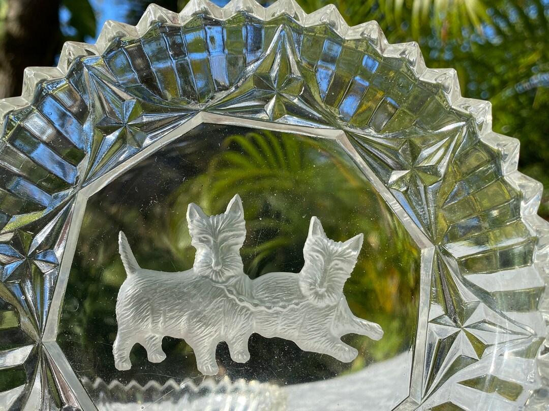 Vintage Scottie Dog Intaglio Cut Pair of Trinket Dishes - Etsy