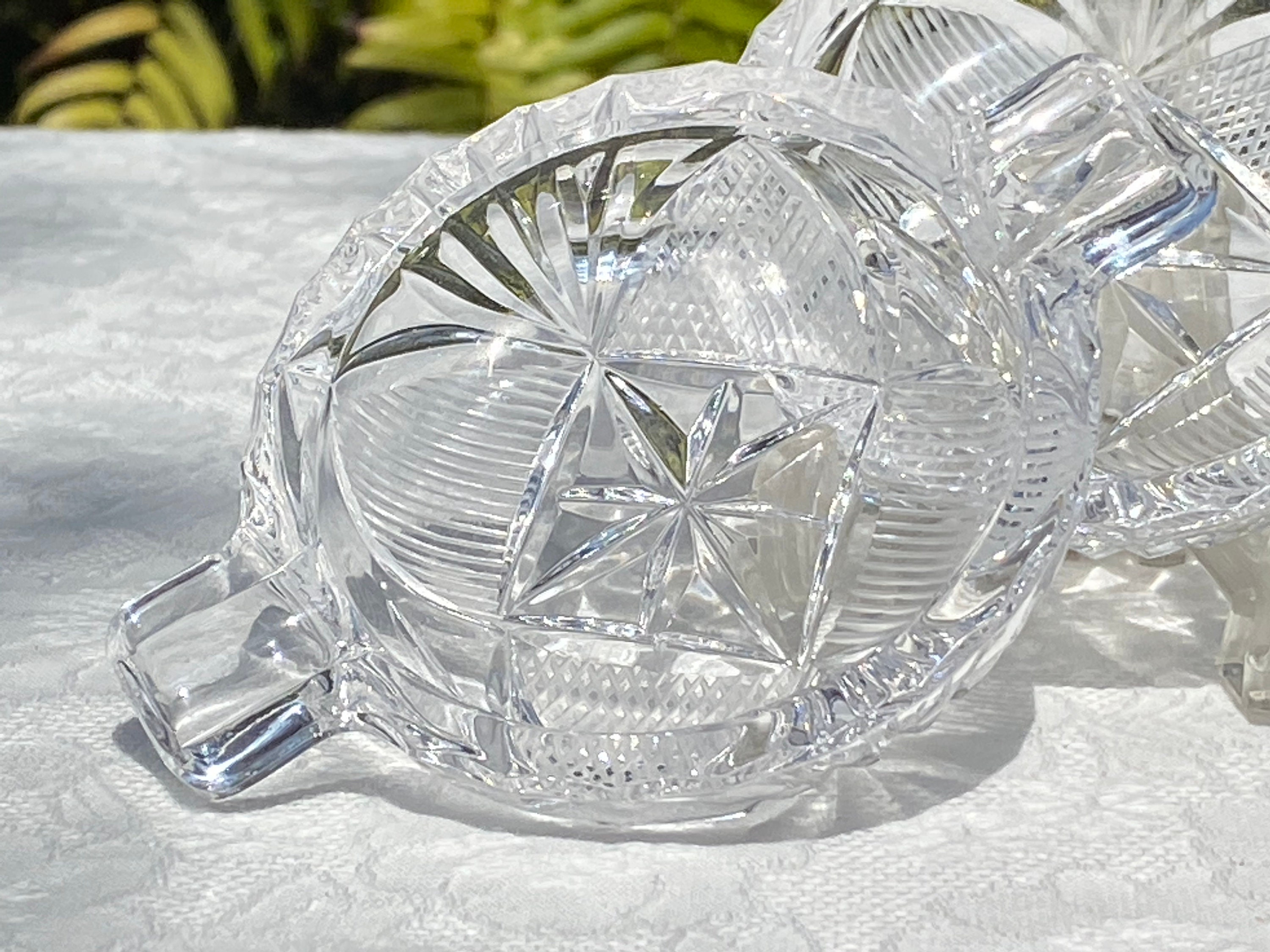 Vintage Pattern Glass Starburst Pair of Personal Ashtrays | Etsy