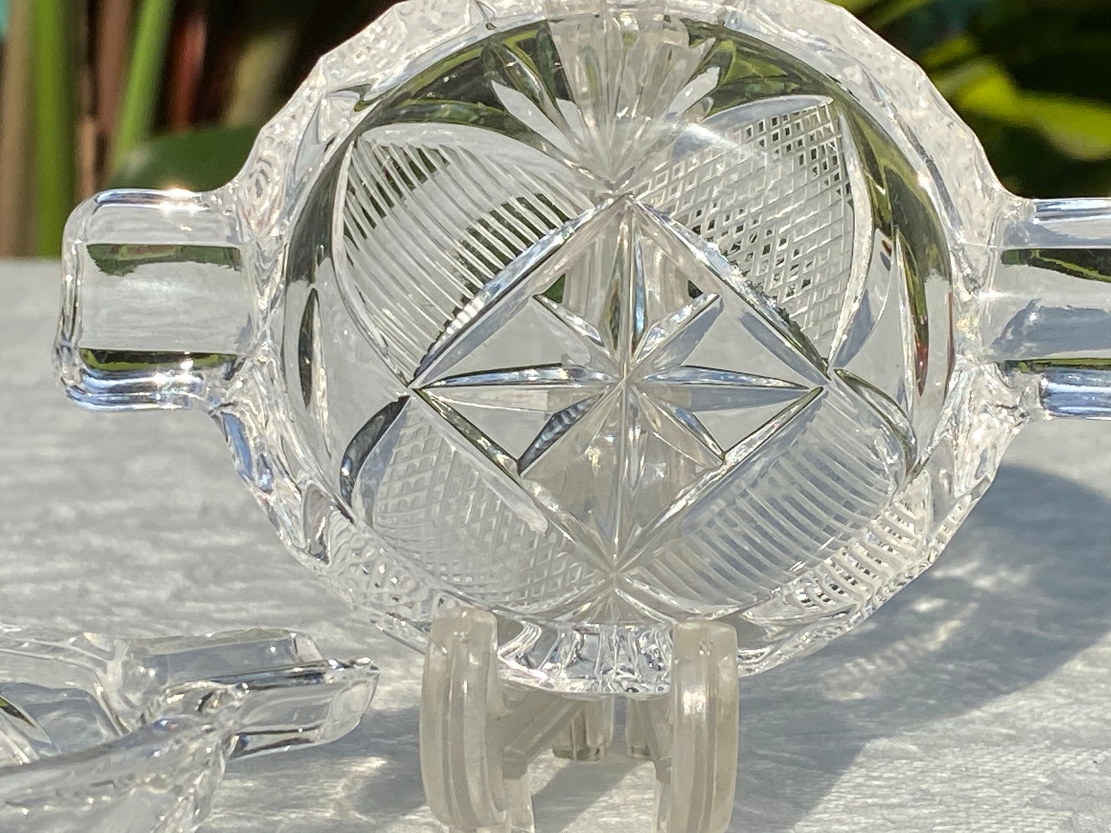 Vintage Pattern Glass Starburst Pair of Personal Ashtrays | Etsy