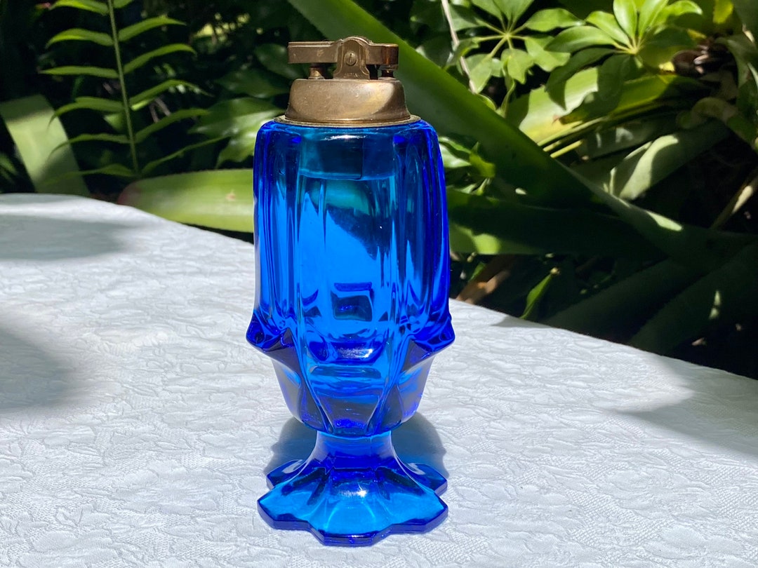 Vintage Fenton Valencia Blue Glass Tabletop Lighter Circa 1970 - Etsy Vintage Fenton Valencia Blue Glass Tabletop Lighter Circa 1970 - Etsy