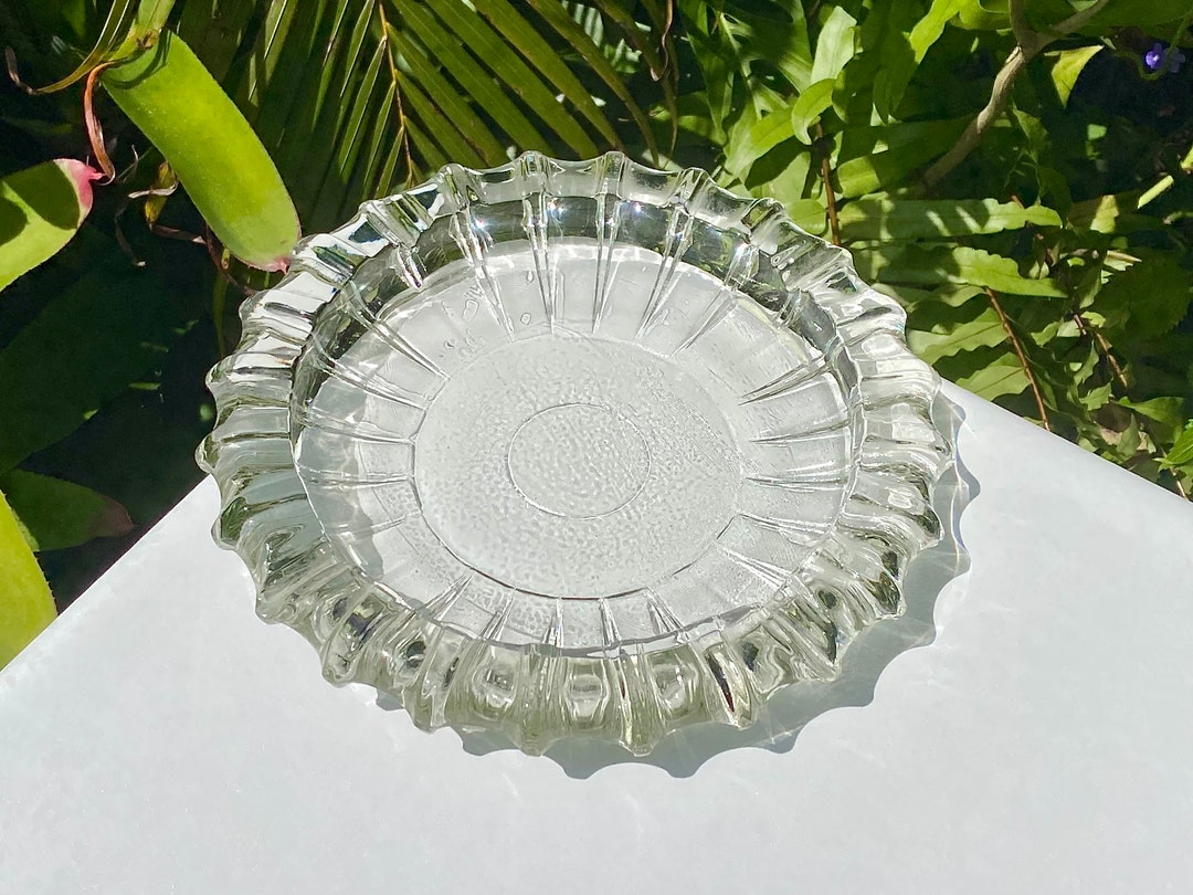 Vintage Large Round Pressed Glass Ashtray 10" - Etsy