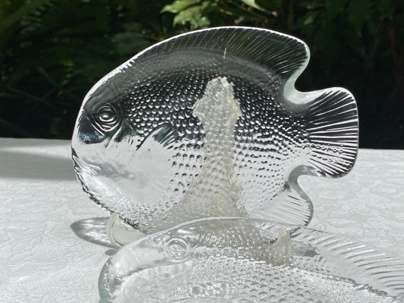 Kitchen & Dining Vintage 4 Clear Glass ARCOROC FRANCE 10' by 8 Fish ...