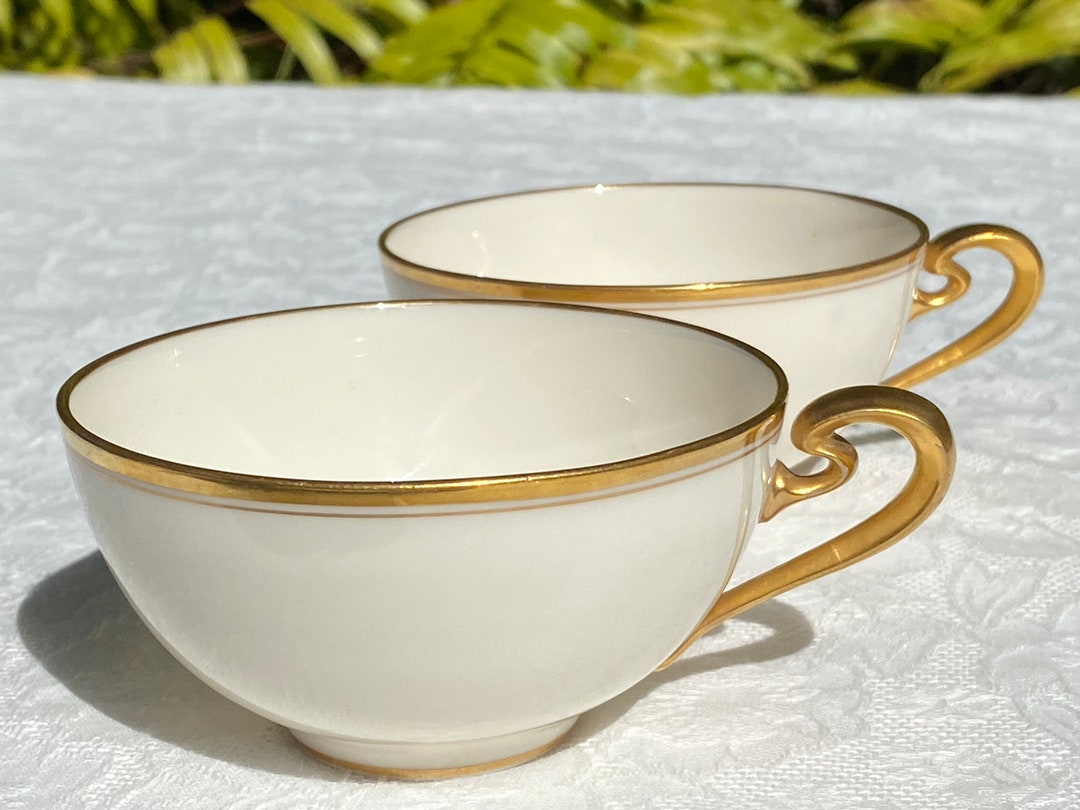 Vintage Lenox 86 Green Mark Pair of Flat Demitasse Cups Frederick Keer ...