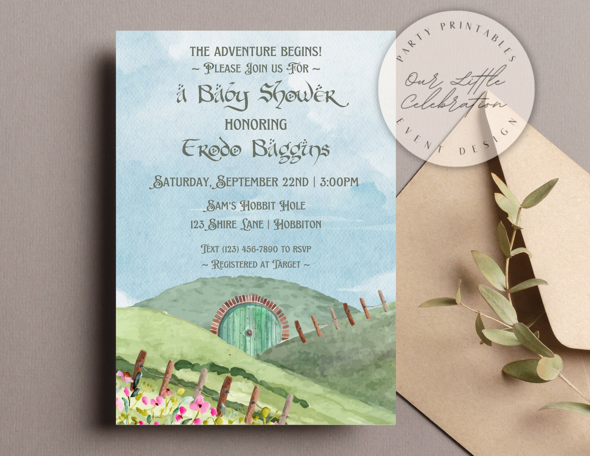 The Hobbit Inspired Baby Shower Invitation Book Request Card Diaper ...