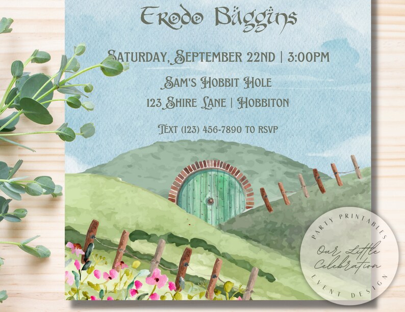 The Hobbit Inspired Party Invitation Suite Favor Tag Thank You Card - Etsy